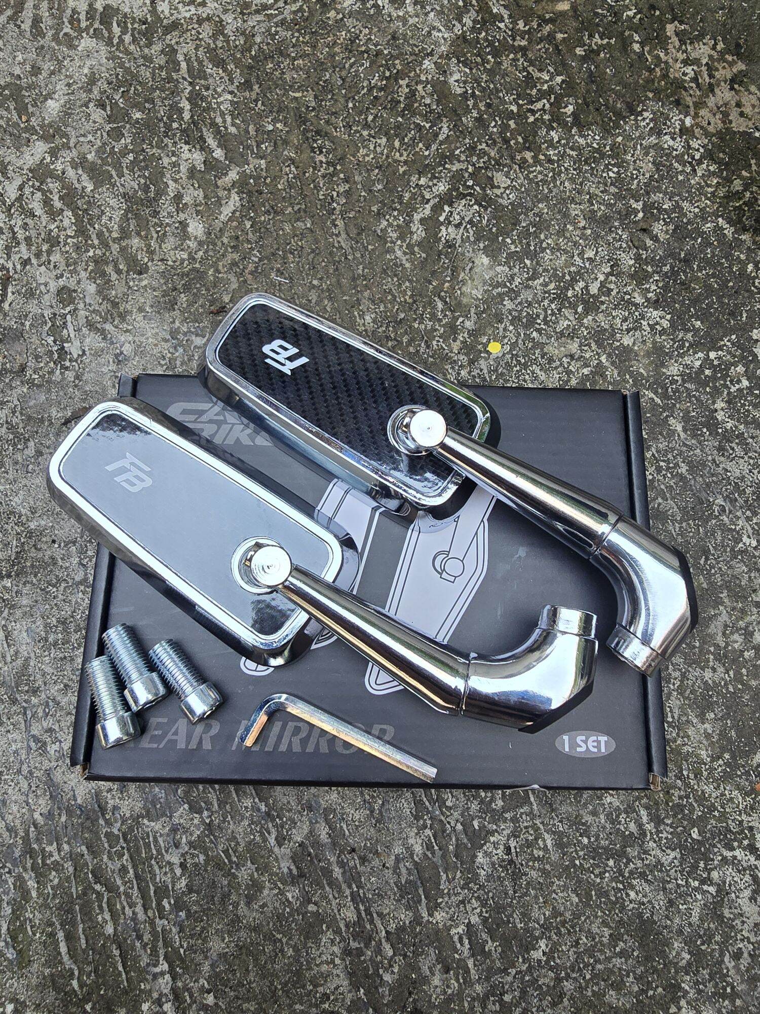 Spion H2C Vietnam Racing Model Kotak Karbon Full CNC Chrome Dan Hitam ...