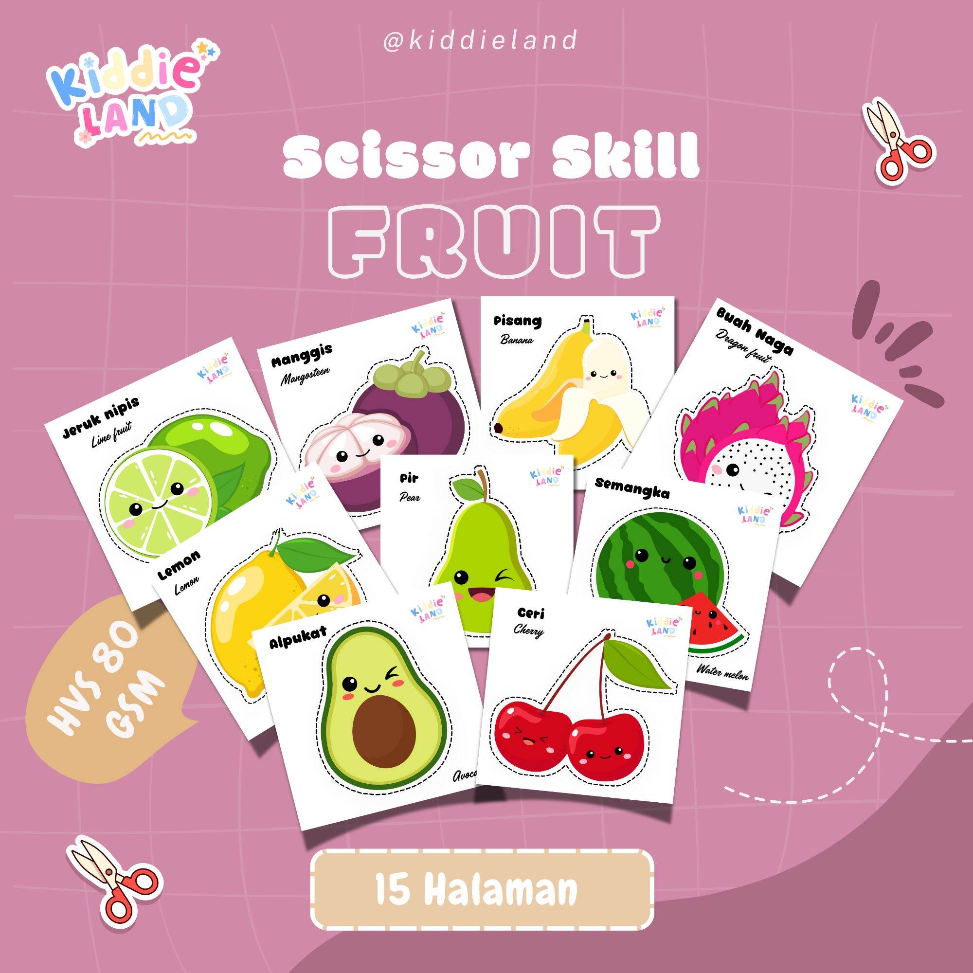KIDDIELAND worksheet Scissor Skill lembar aktivitas mainan edukasi anak ...