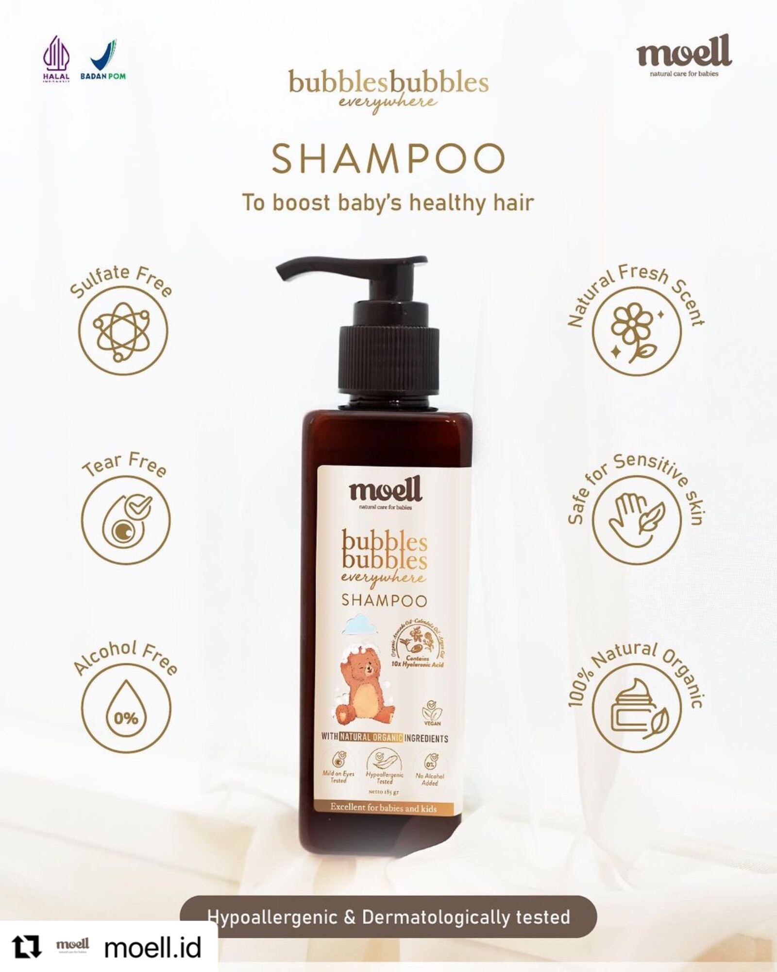 MOELL Shampoo Bubbles 185gr / Shampoo Bayi / MOELL bubbles everywhere ...