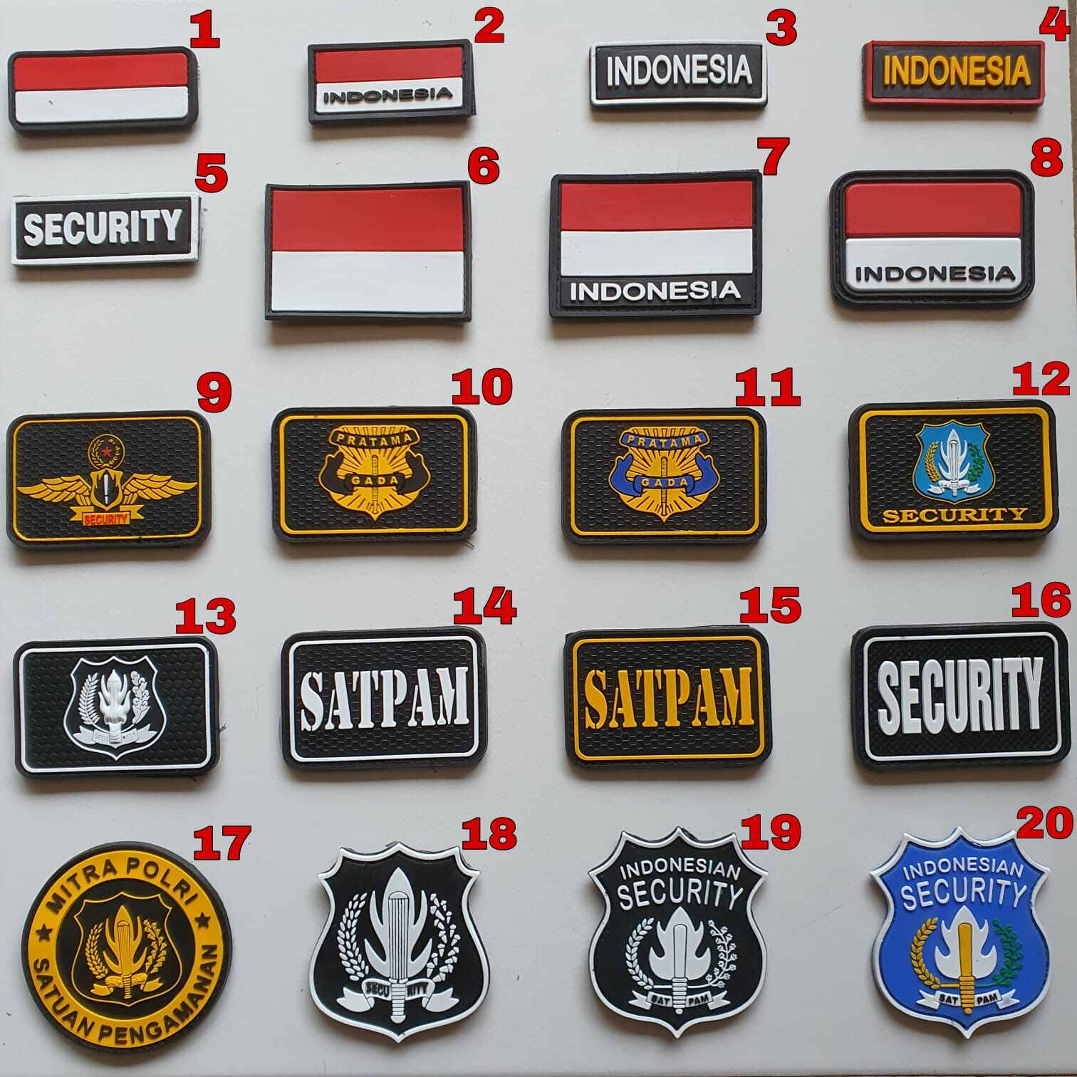 patch rubber logo security satpam gada pratama tempelan aksesoris ...