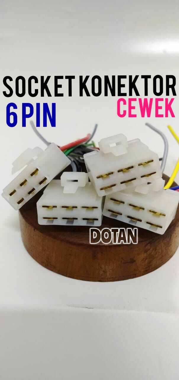 SOKET SOCKET KONEKTOR 6 PIN CEWEK / FEMALE (SUDAH TERMASUK SKUN DAN ...