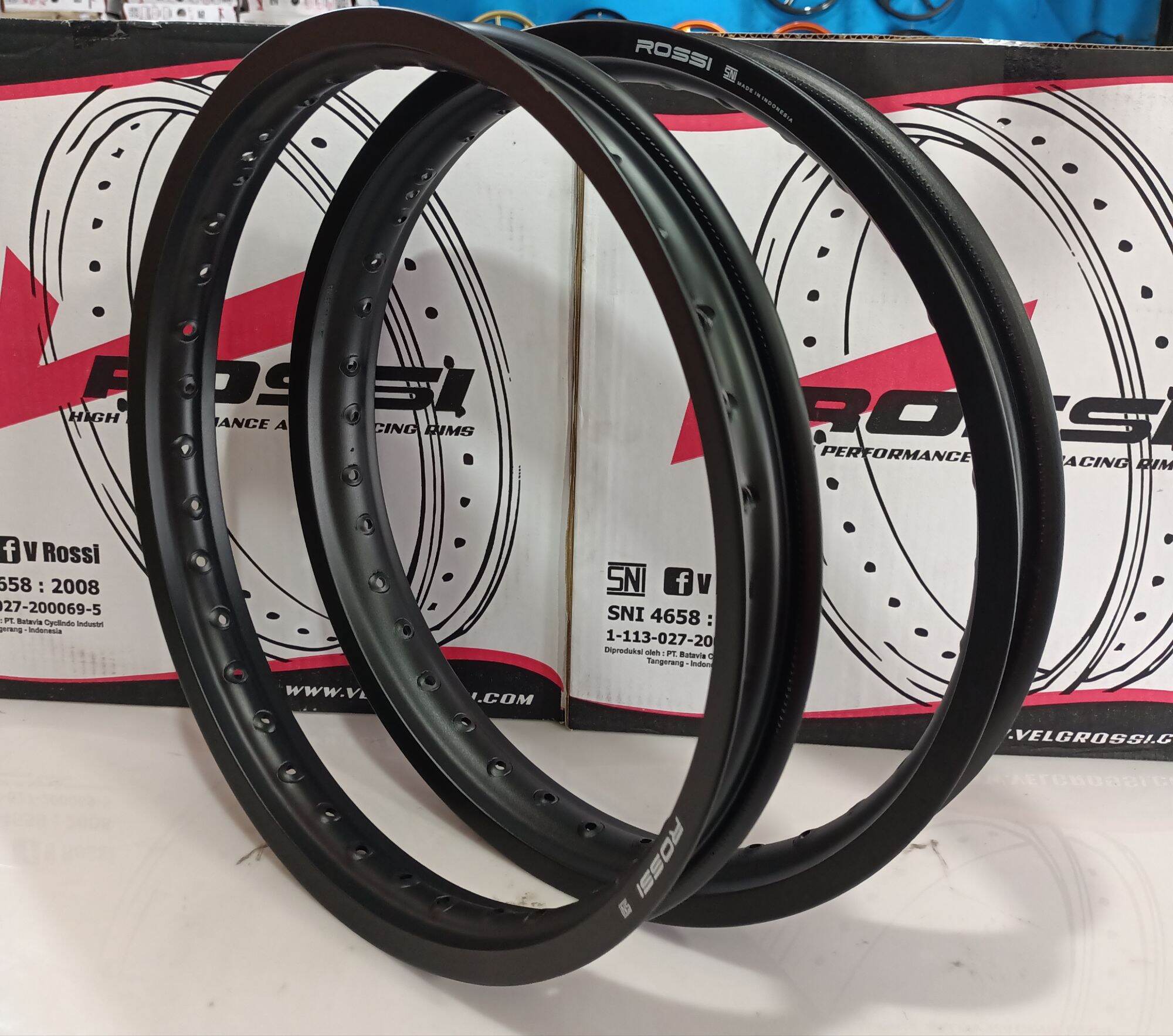 VELG V ROSSI ORIGINAL RING 18 X185X160/ 18X160X160 SEPASANG WARNA HITAM ...