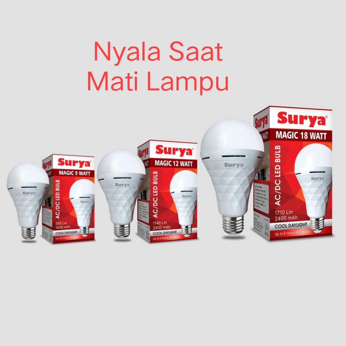 Lampu LED Surya Magic AC/DC 9W Nyala Saat Mati Lampu | Lazada Indonesia