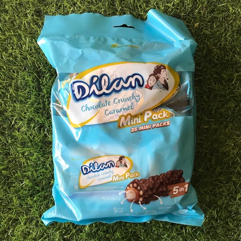 DILAN CHOCOLATE CRUNCHY CARAMEL 25 PCS MINI POUCH WAFER COKELAT KARAMRL ...