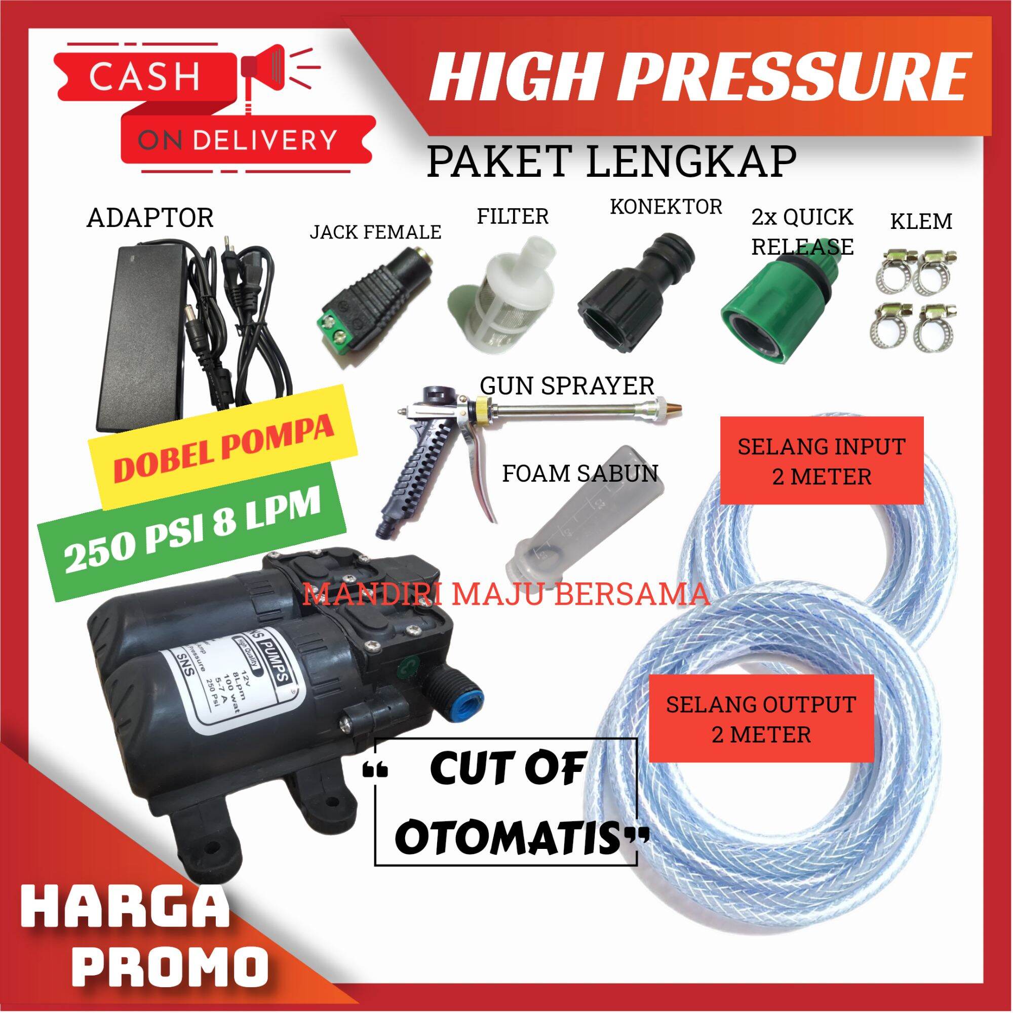 Alat cuci Steam Mobil Bertekanan Tinggi Pompa Dc 12volt 250Psi 8Lpm ...