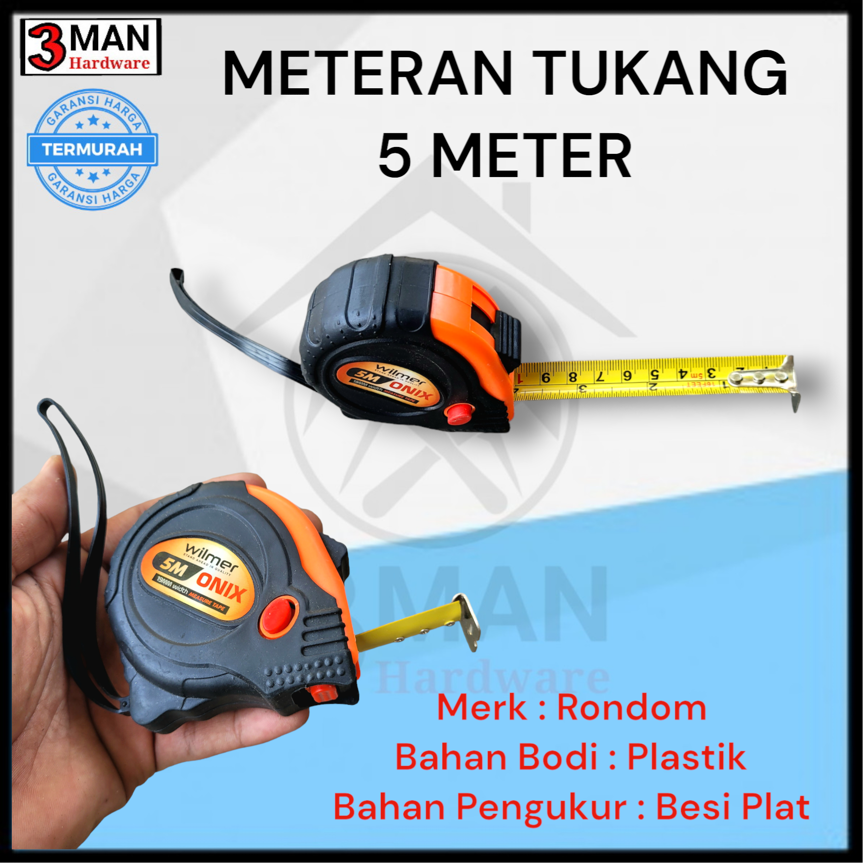 Meteran Tukang Bangunan Roll / Measuring Tape Meteran Karet 5 Meter ...