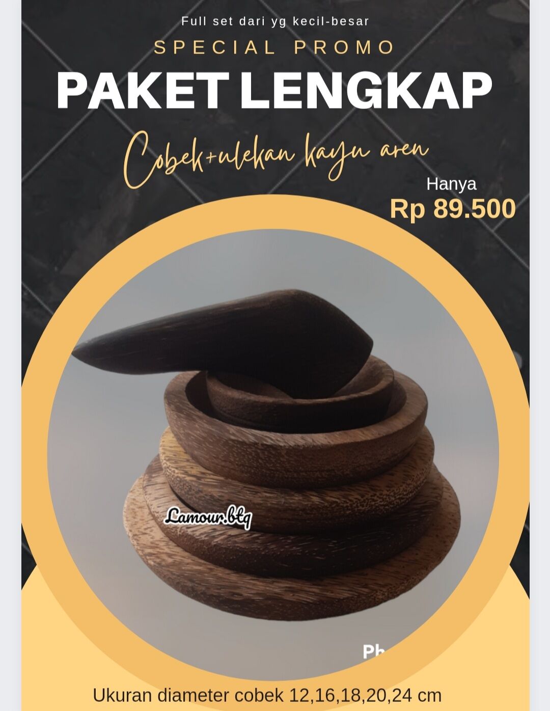 COBEK+ULEKAN KAYU AREN / PAKET LENGKAP DARI YANG KECIL-YANG BESAR ...