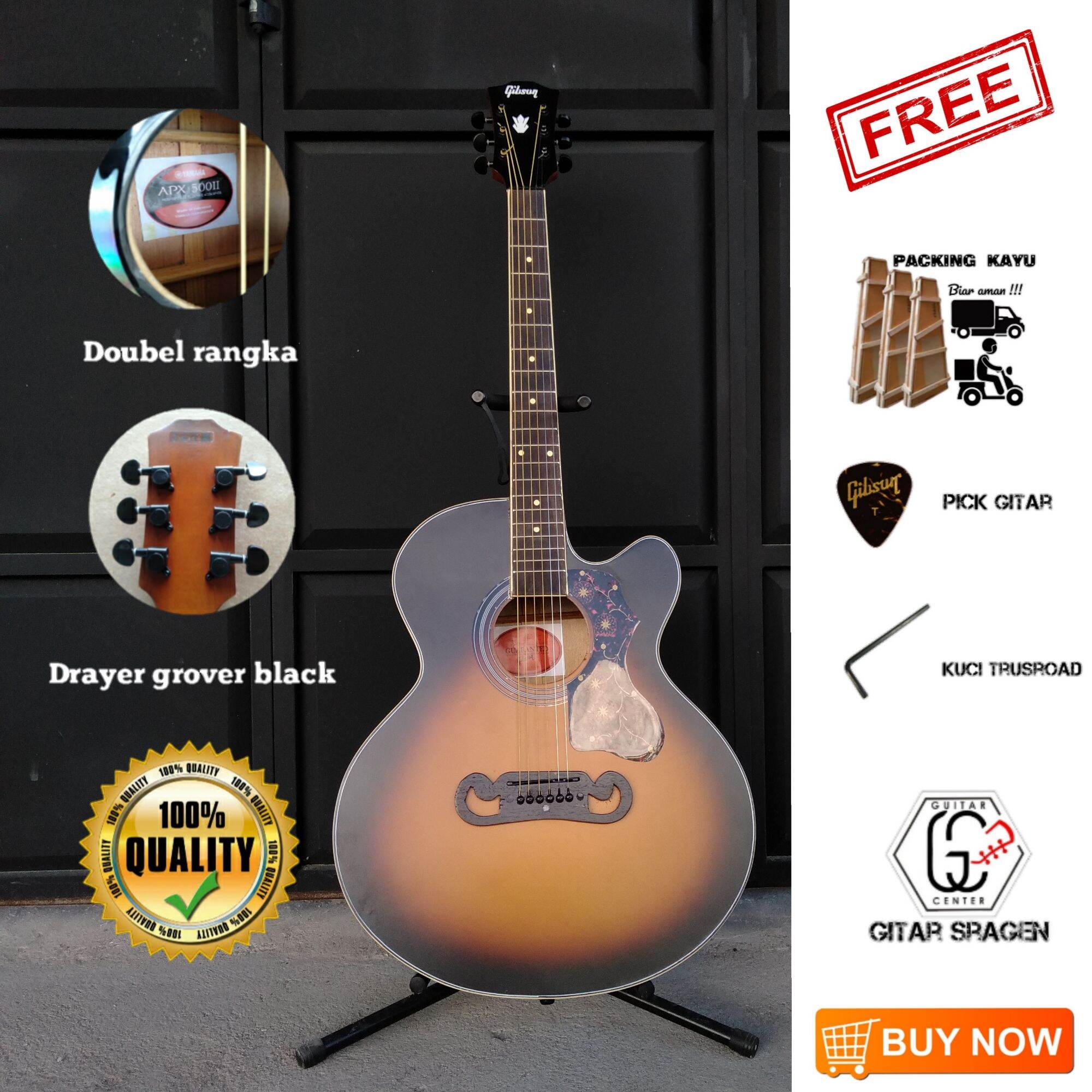 gitar akustik premium dobel rangka gibson | Lazada Indonesia