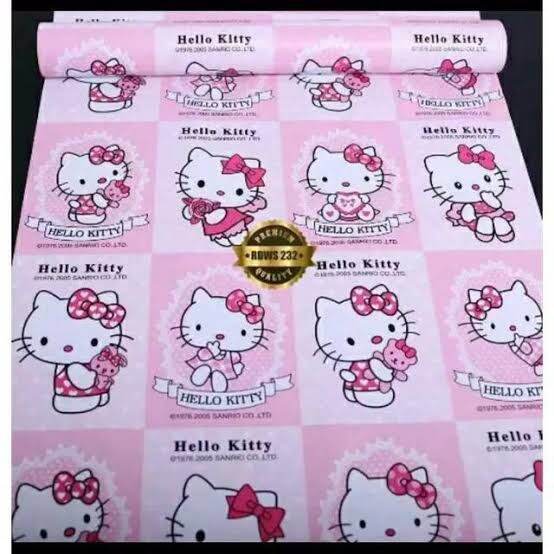 Wallpaper dinding, Sticker dinding kamar, ruang tamu motif Hello kitty ...