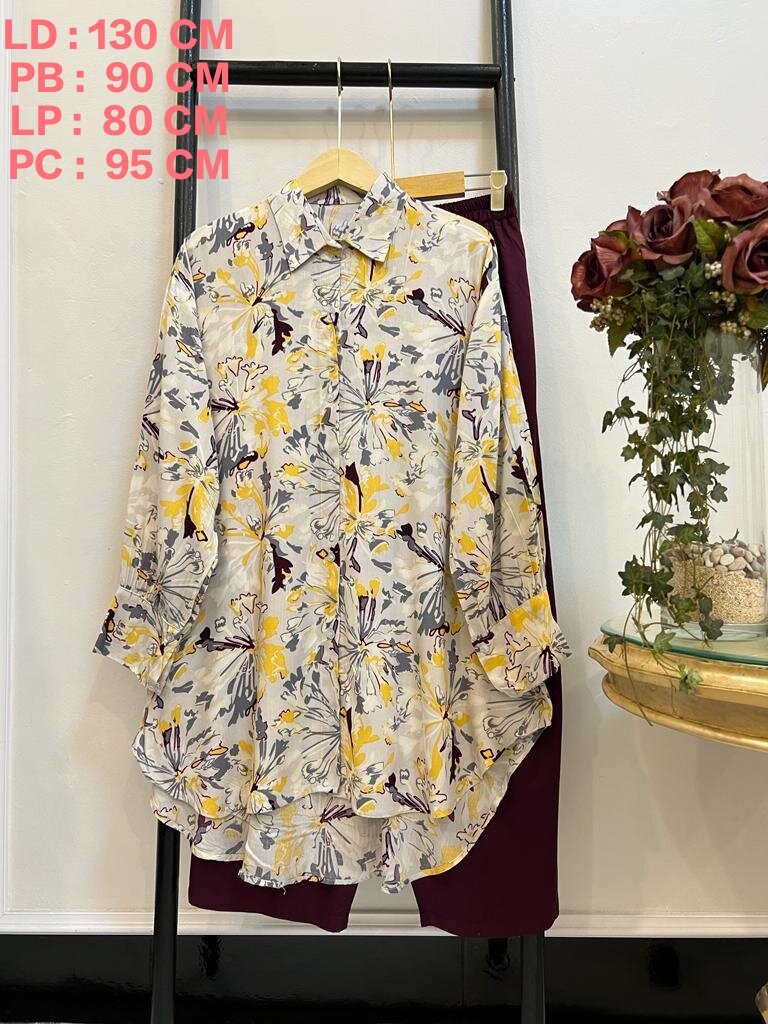 SETCEL TUNIK RAYON SULTAN JUMBO 2024 LD : 130 CM (MUAT SAMPAI BB 100 KG ...