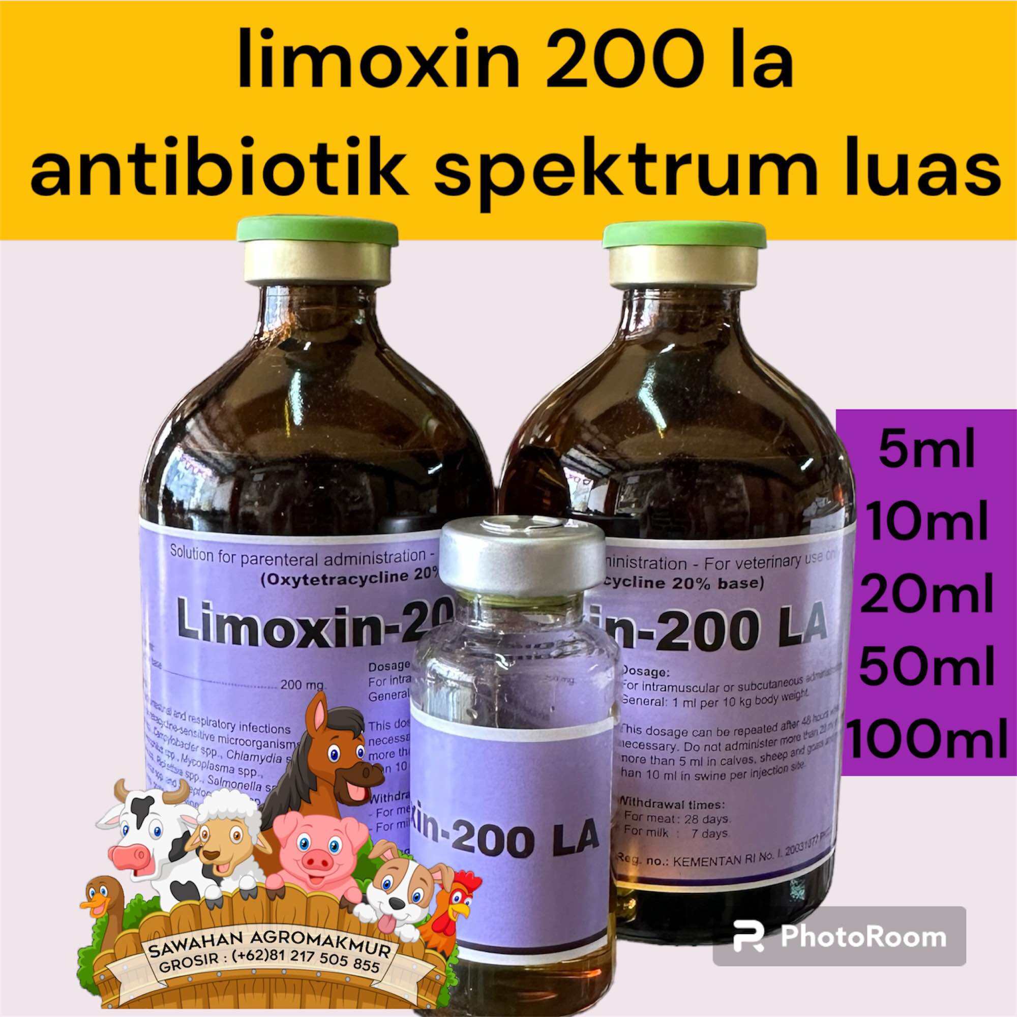 limoxin 200 LA antibiotik obat suntik hewan sapi kambing kelinci kuda ...