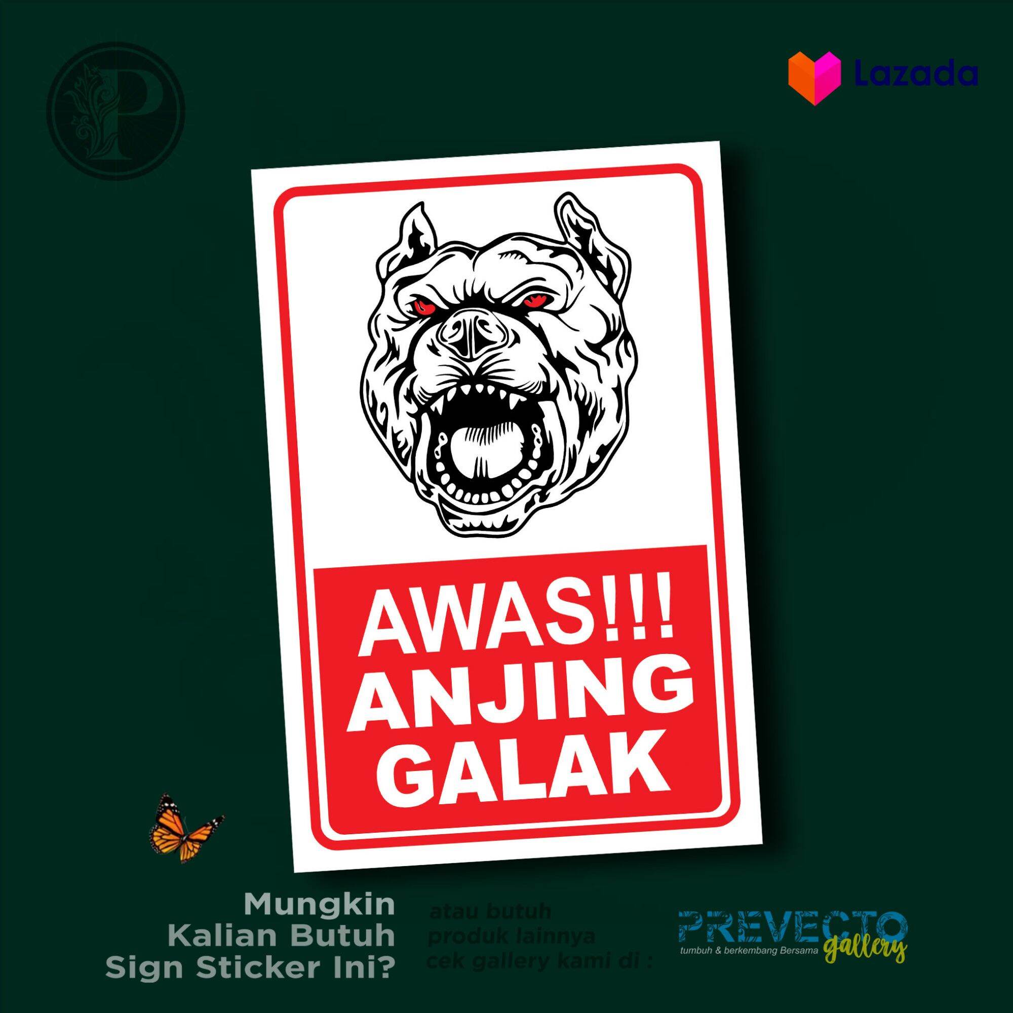 Sticker AWAS Anjing Galak Uk. 20x30cm | Lazada Indonesia