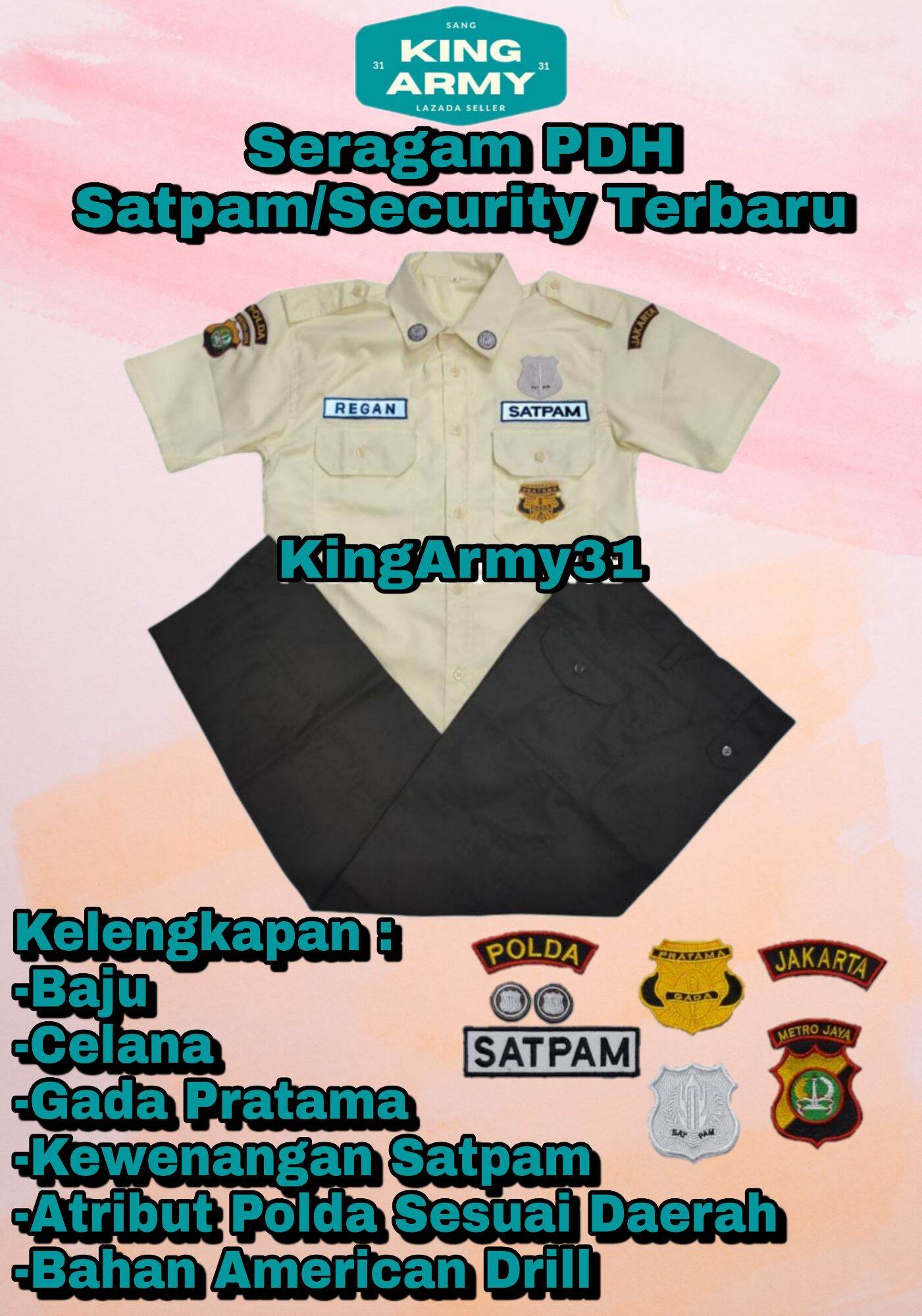 SERAGAM SECURITY /SERAGAM SATPAM BARU COKLAT/SERAGAM PDH COKLAT baju ...
