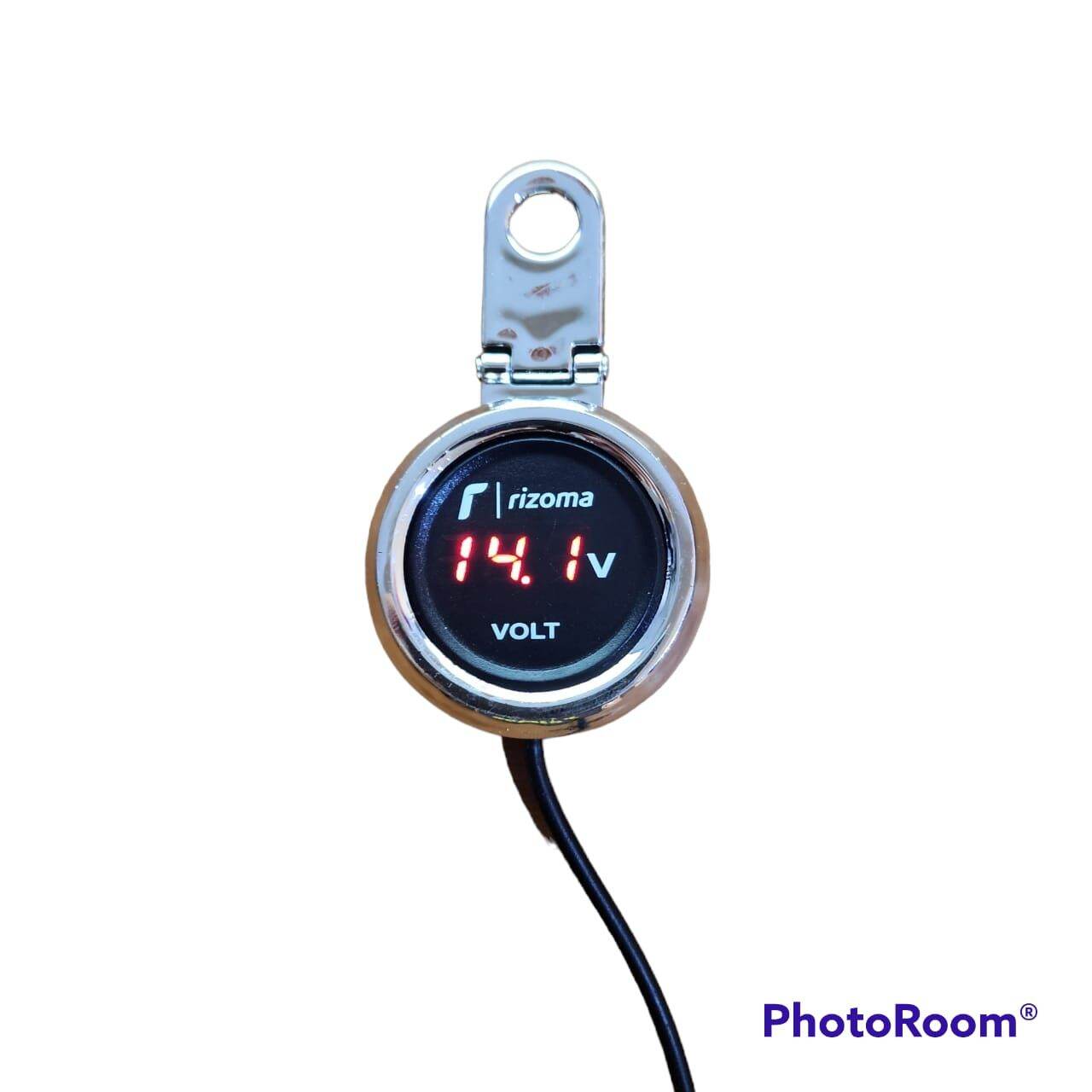 Voltmeter Aki Digital Bulat LED Plus Breket Dudukan Spion Volt Meter ...