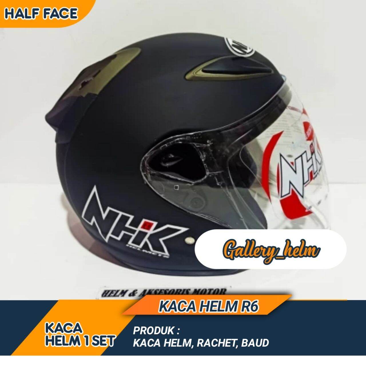 KACA HELM NHK R6 FREE RACHET DUDUKAN HELM | VISOR HELM NHK ORIGINAL ...