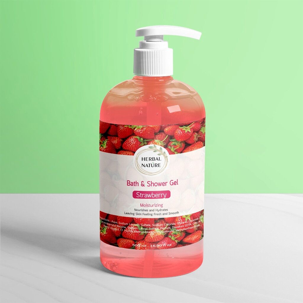 Sampo Aroma Buah Strawbery Herbal Nature Shower Gel Sabun Mandi Cair ...