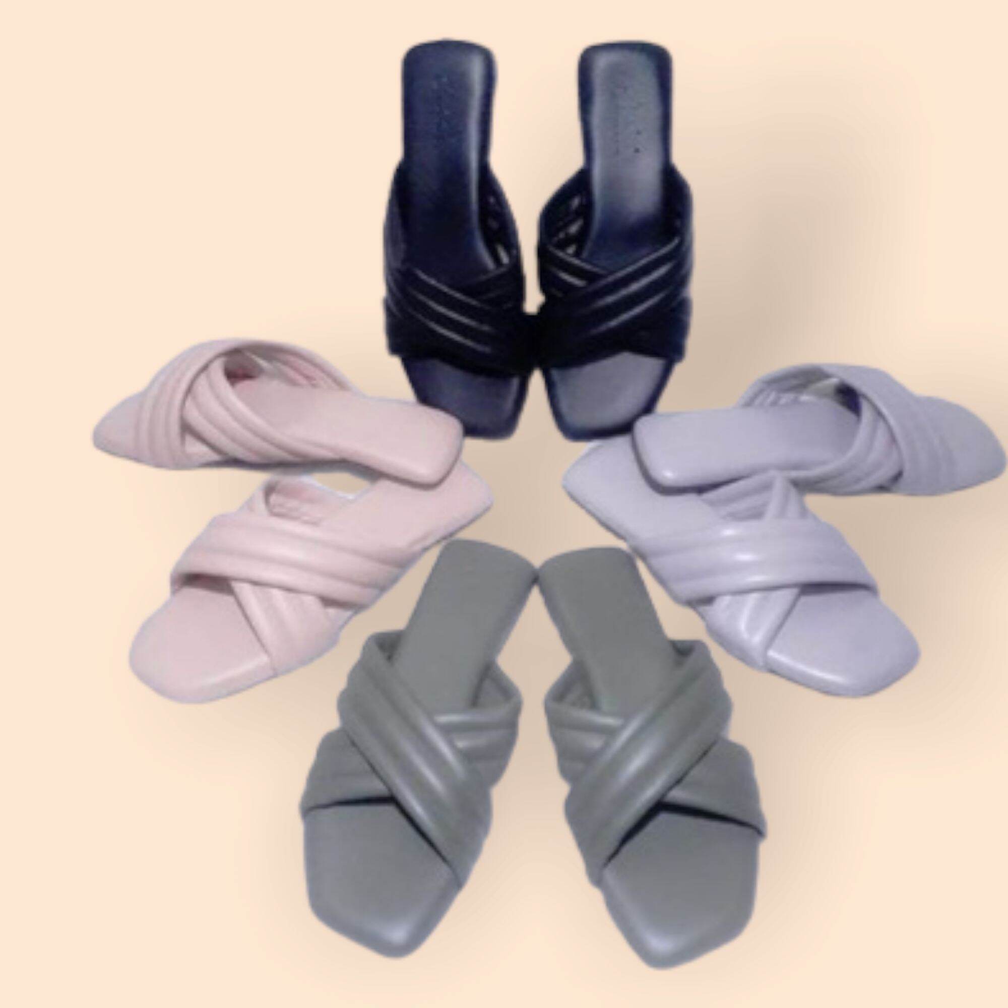 sendal wanita kekinian model silang garis | Lazada Indonesia