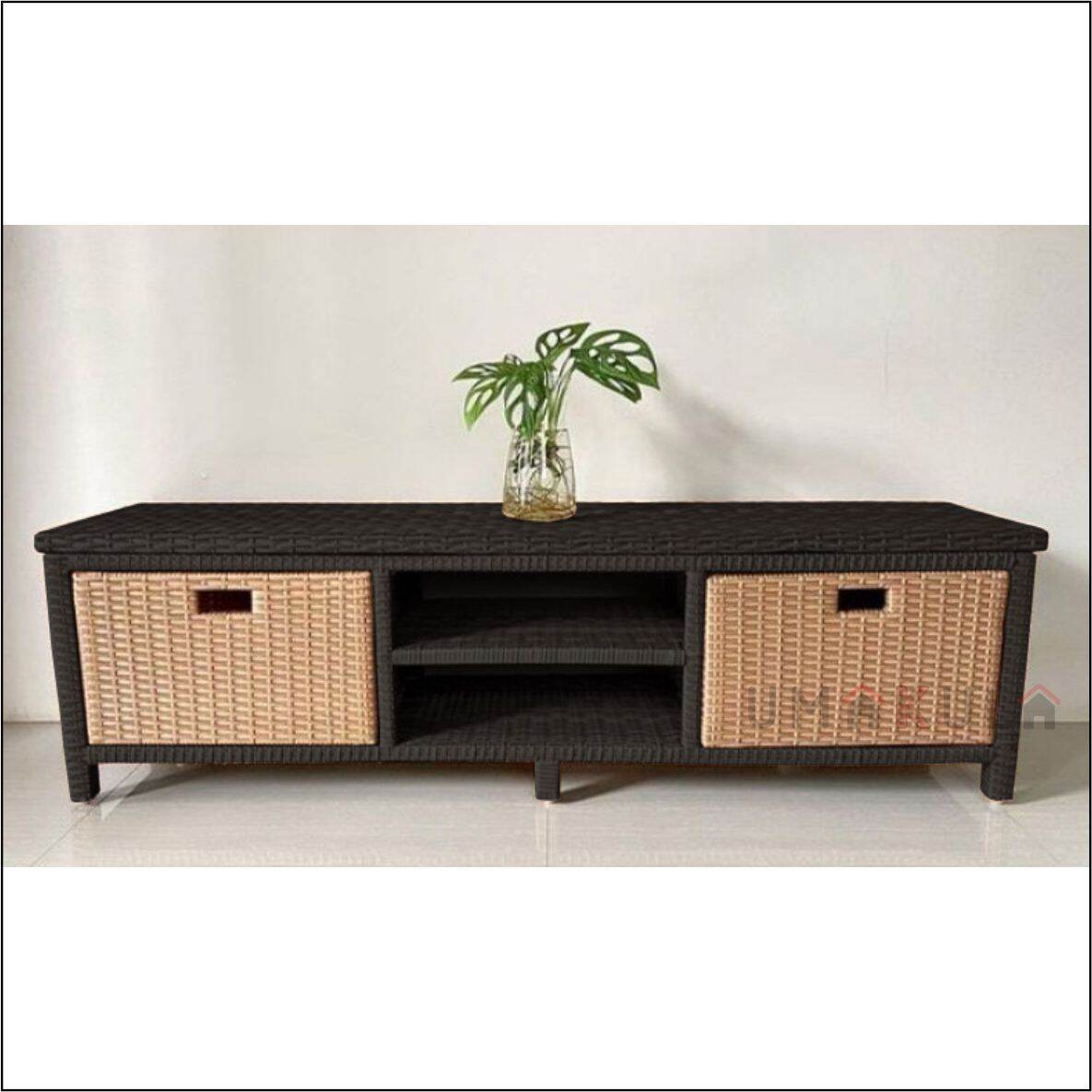 RAK 3 DVD ROTAN SINTETIS 2 KOTAK LACI Murah / Buffet Rattan / Meja ...