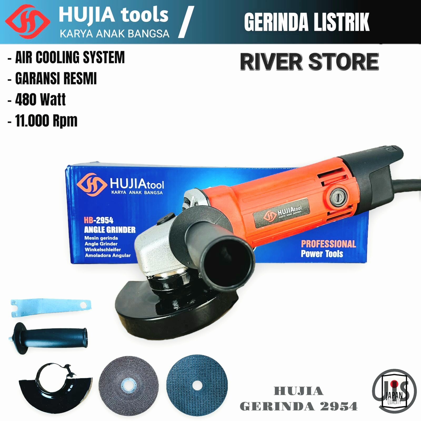 Mesin Gerinda Listrik Hujia HB2954 Angel Grinder Pemotong Besi Kayu ...