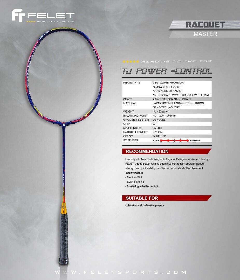 Raket Felet Tj Power Control Power Speed Original | Lazada Indonesia