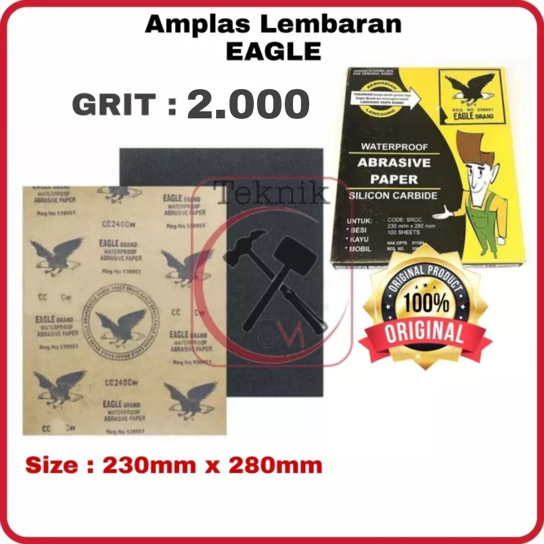 Amplas Eagle GRIT 2000 [ 1 Pcs ] PREMIUM Duco CAT Lembaran Kertas Basah ...