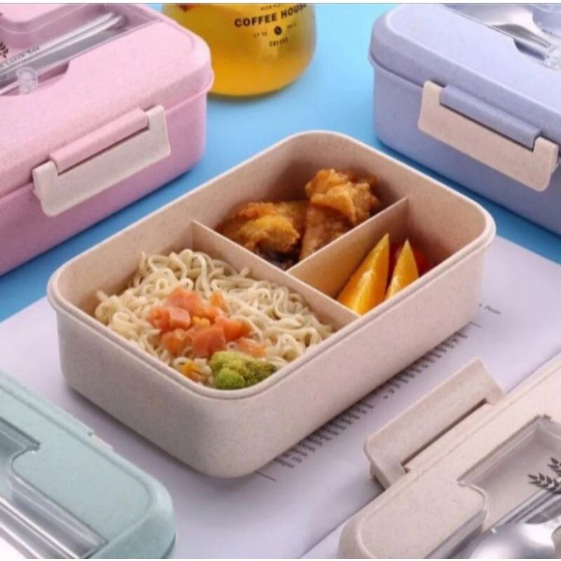 KOTAK MAKAN TEMPAT MAKAN KTM-03 / LUNCH SET BOX JERAMI GANDUM | Lazada ...