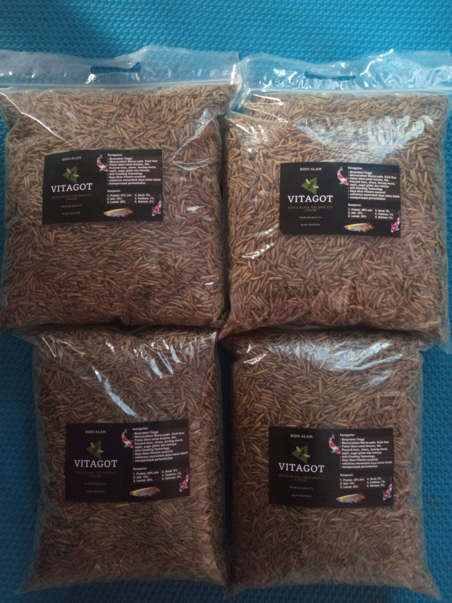 Maggot kering / Dry maggot kwalitas terbaik HIGH PROTEIN Kemasan 1kg ...