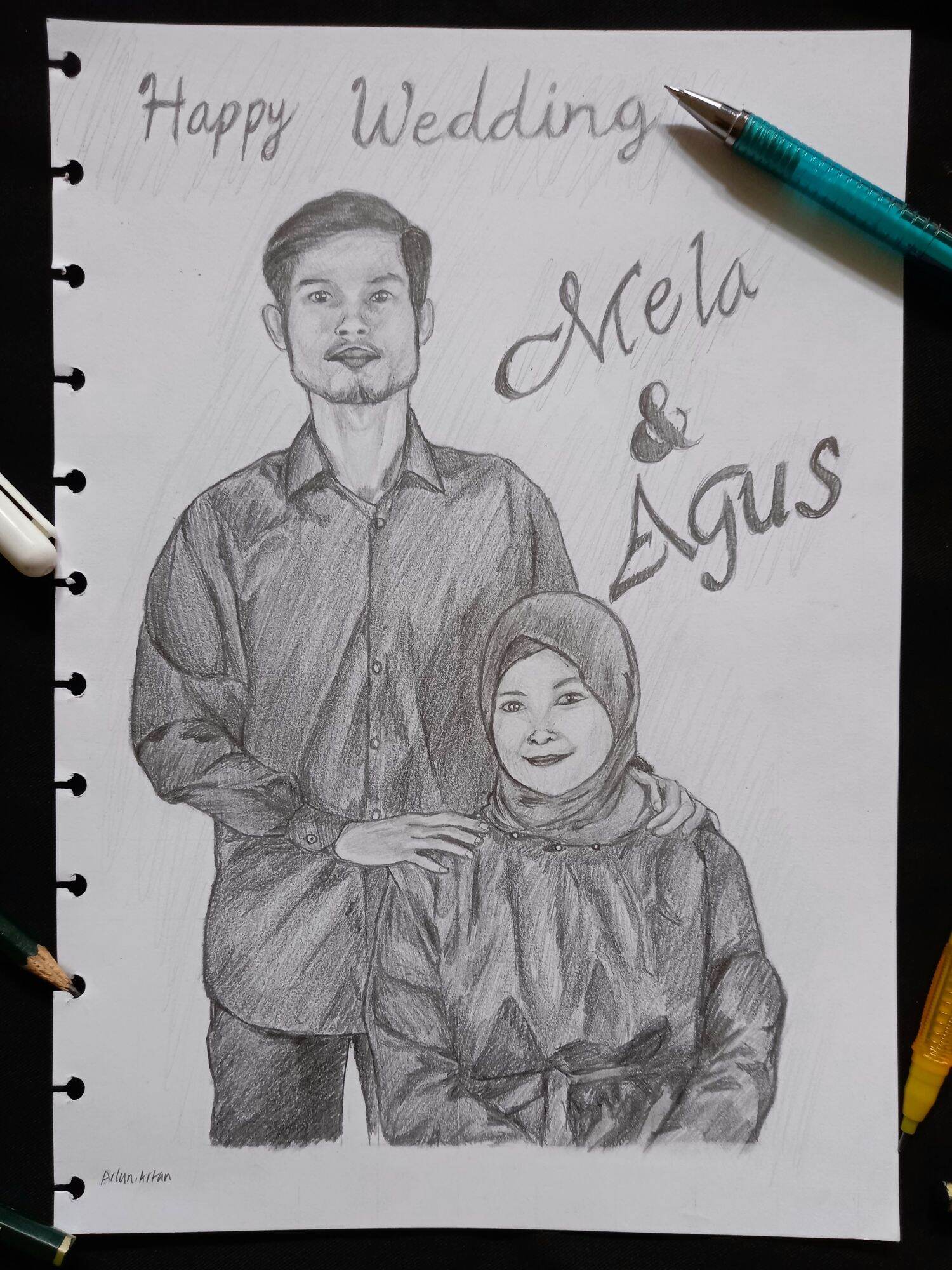 Jual Jasa sketsa gambar simpel couple semi realisme | Lazada Indonesia
