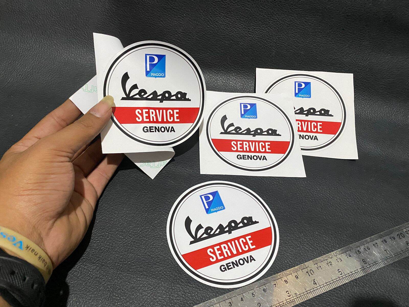 Stiker sticker logo brand vespa service genova cutting bagus promo ...