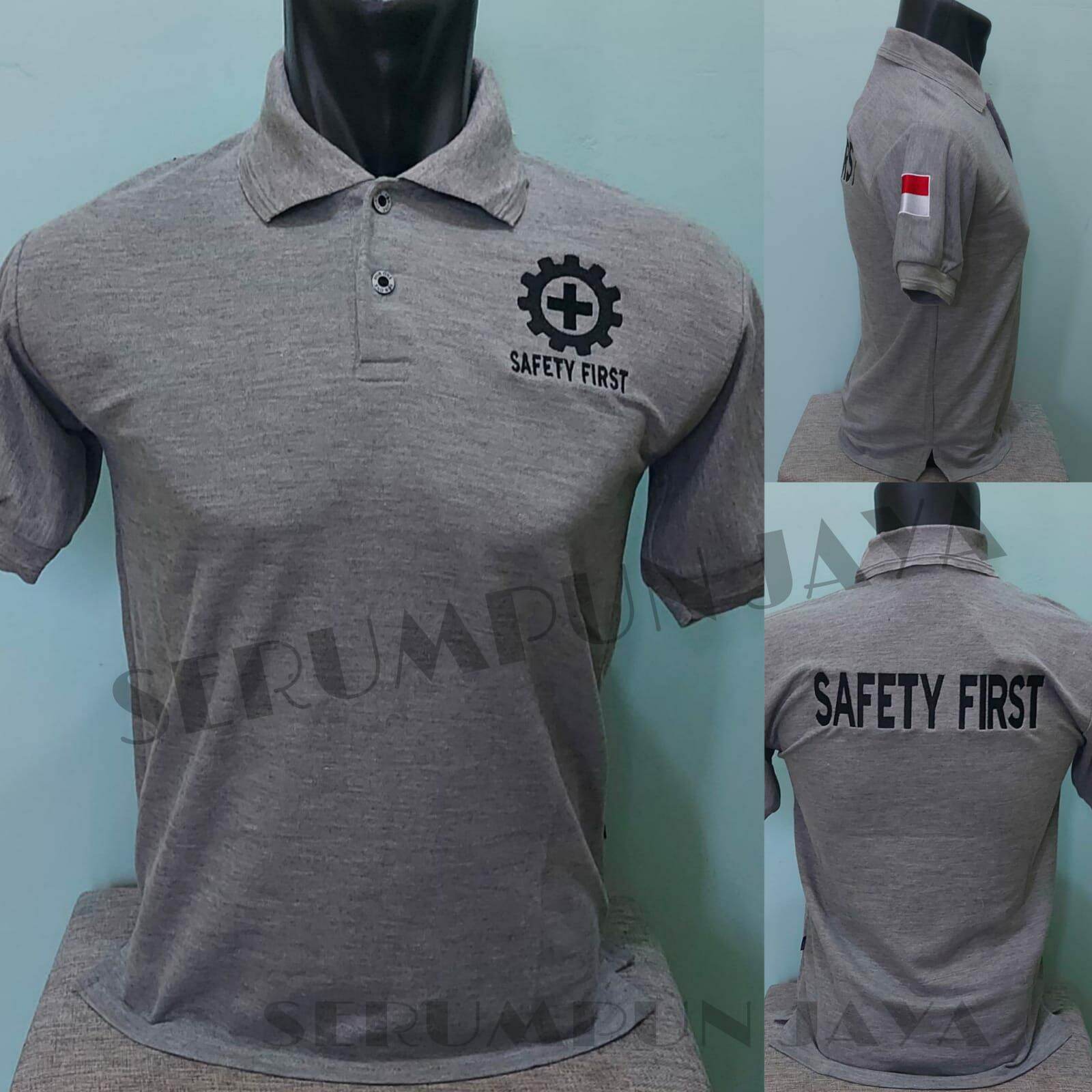 KAOS SAFETY FIRST ABU - KAOS KERAH SAFETY FIRST ABU LOGO HITAM FULL ...