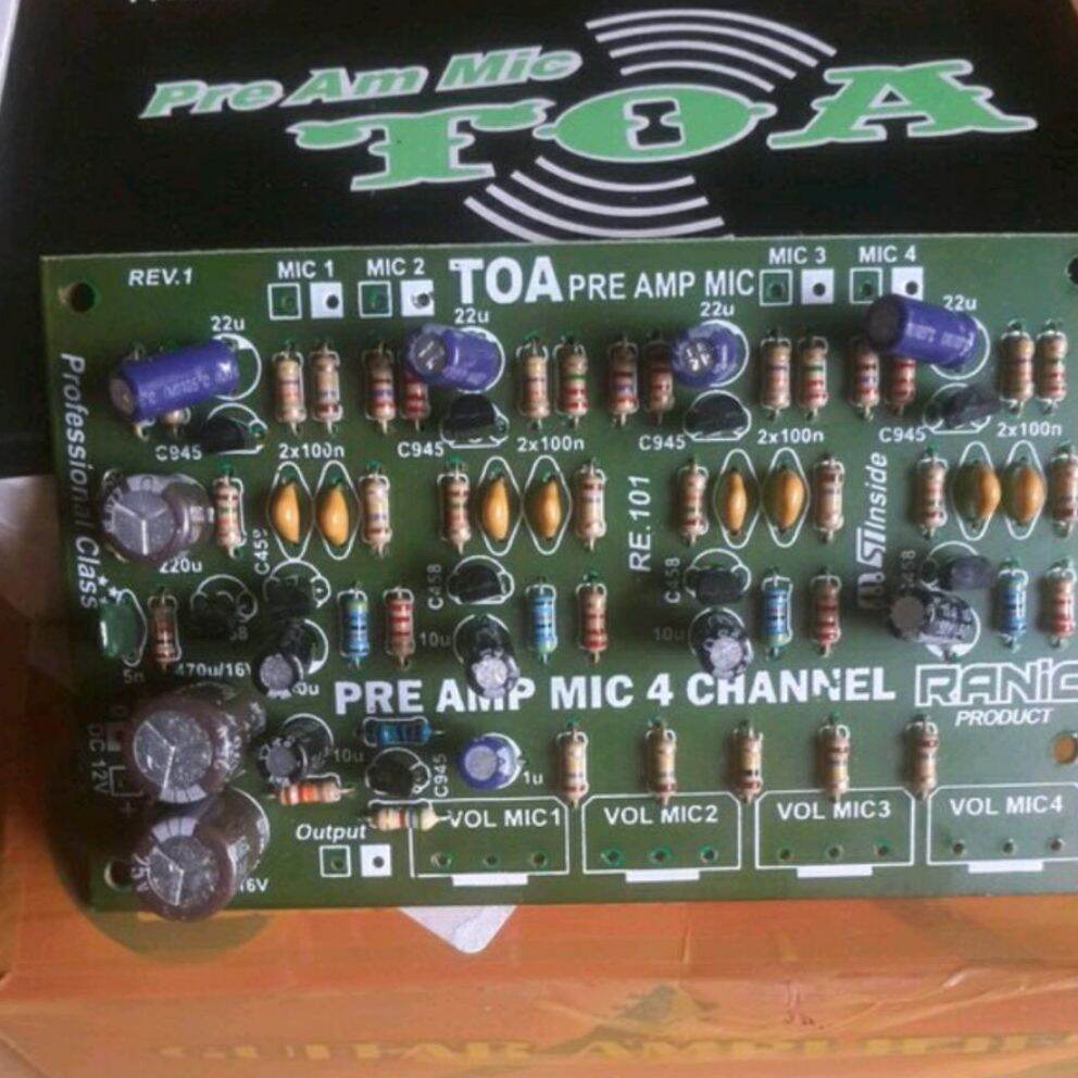 rangkaian kit preamp Mic mixer 4ch model preamp Mic Toa mengunakan ...