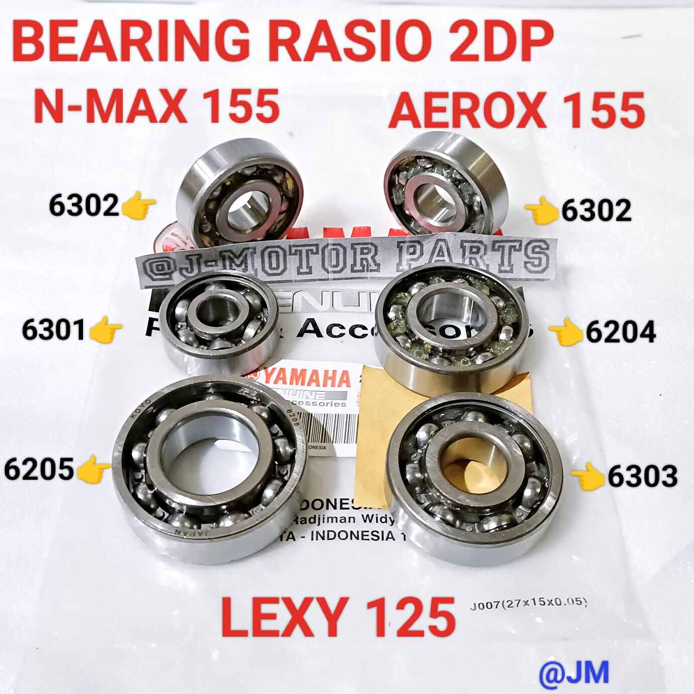 BEARING RASIO 2DP LAHER GARDAN NMAX 155 N-MAX AEROX 155 LEXY 125 HIGH ...