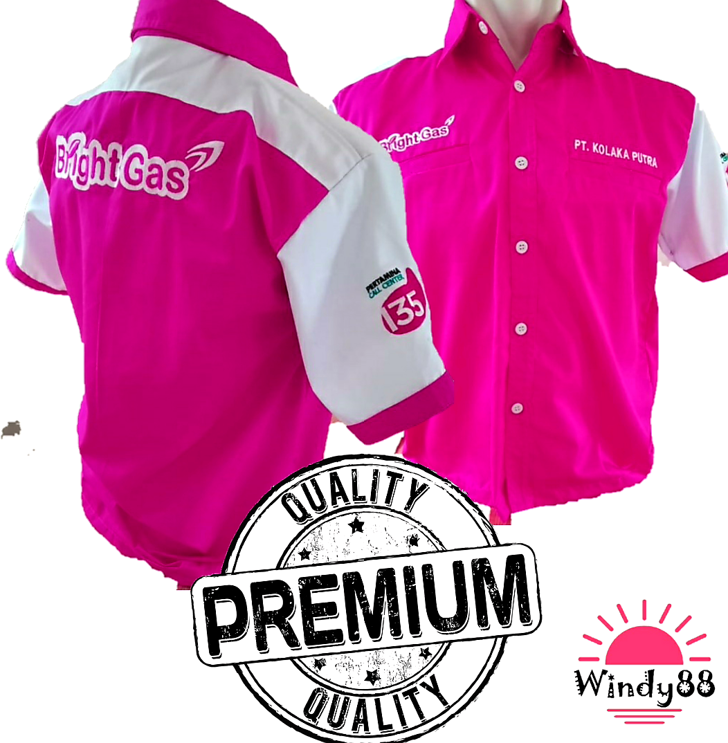 Baju Seragam Bright Gas LPG/Elpiji 3 - 12 kg Pink, Kemeja Kerja agen ...