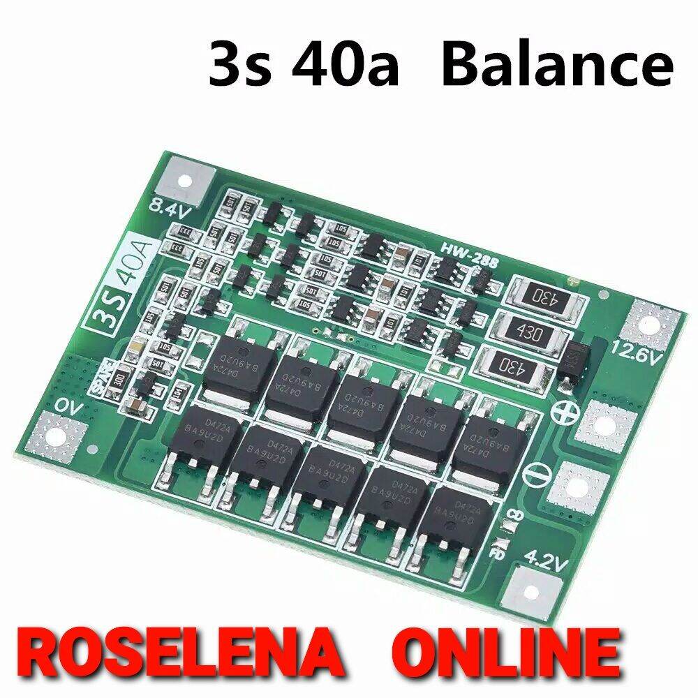 BMS 3S 40A 12.6V 18650 Li-ion Lithium Battery BMS Balanced/Enhanced ...