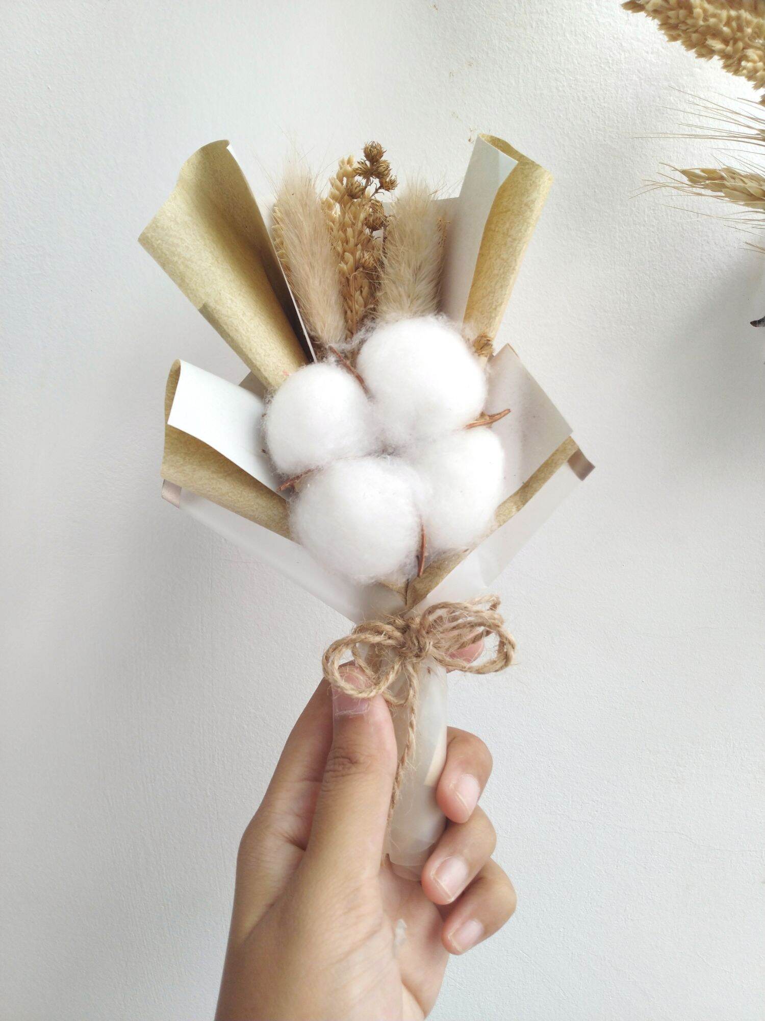 buket bunga kapas kering mini 20cm/ dried flower bouquet/ buket bunga ...