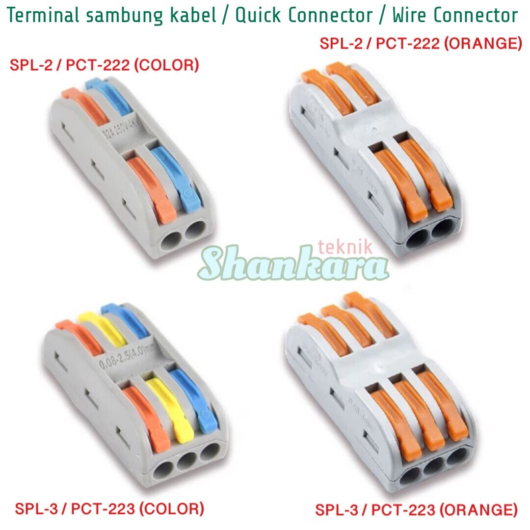 Spl 2 Spl 3 Wire Connector Terminal Konektor Sambung Kabel 2x2 2x3 Spl2