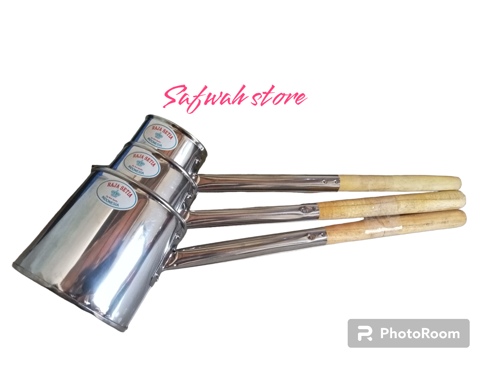 1 SET GAYUNG STAINLESS ANTI KARAT GAGANG KAYU BERBEDA UKURAN | Lazada ...