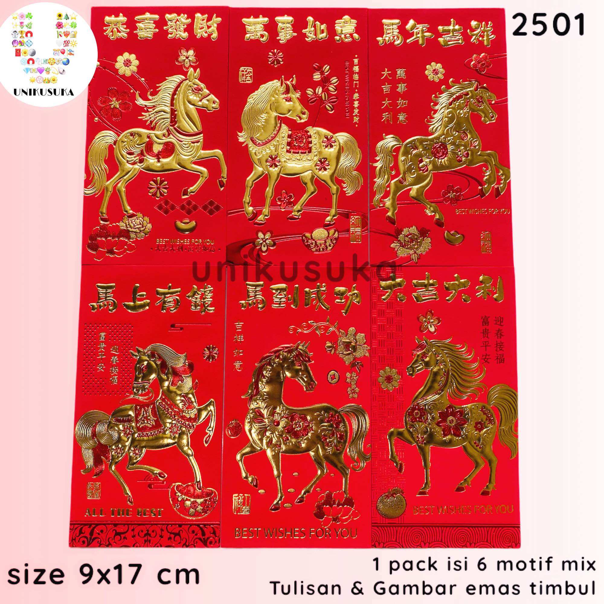 [UNIKUSUKA] ANGPAO PANJANG 3D EMAS TIMBUL ANGPAO KUDA 2026 / ANG PAO ...
