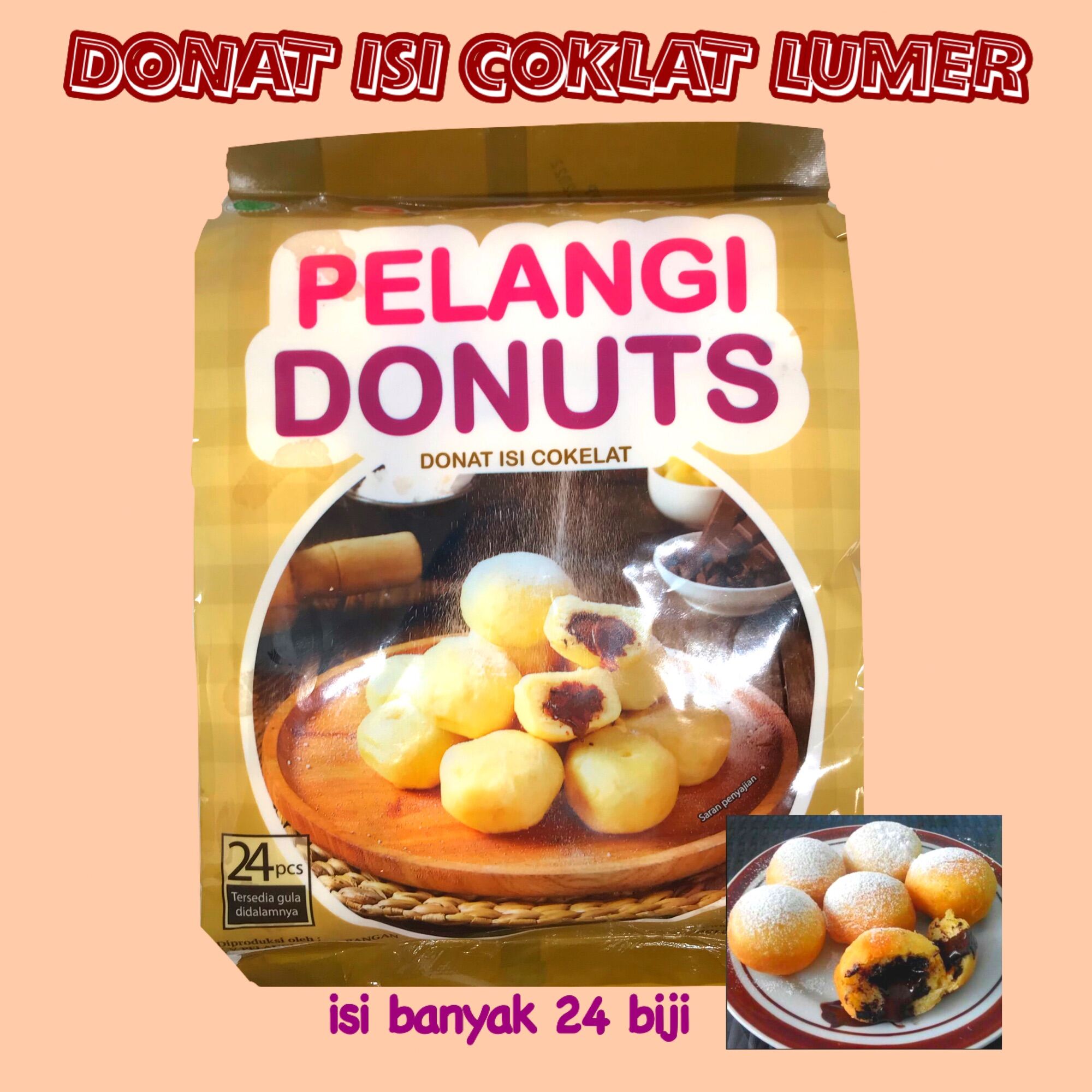 Donat isi Coklat Lumer Pelangi isi 24 | Lazada Indonesia