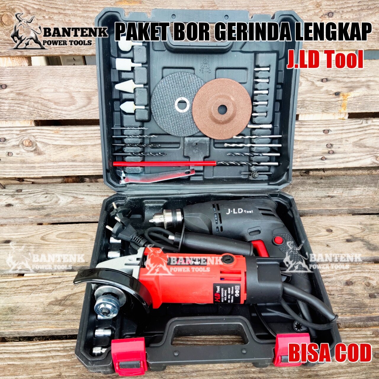 BISA COD. PAKET KOPER ISI MESIN BOR 10MM DAN GERINDA JLD LENGKAP DENGAN ...