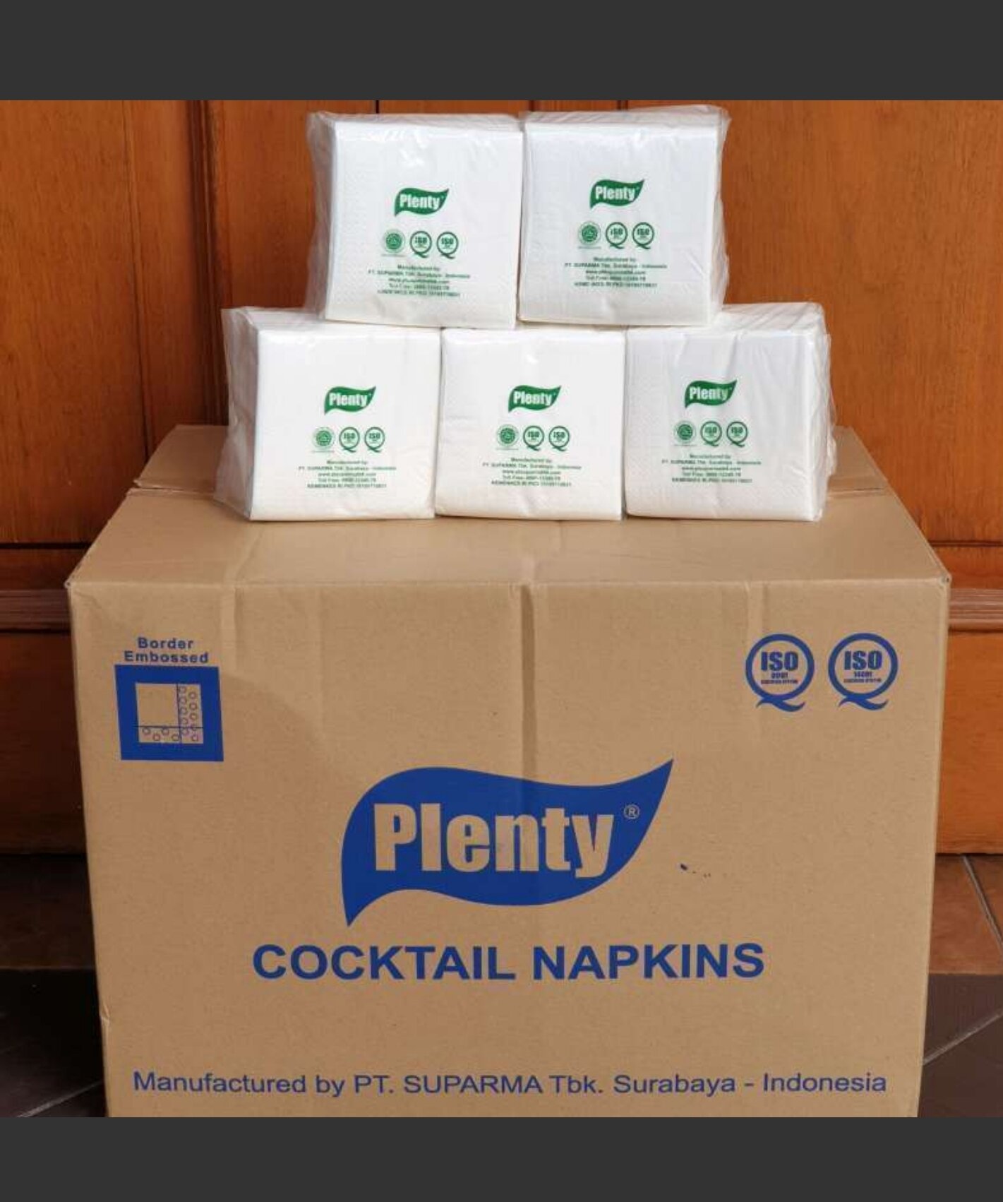 1 Dus Plenty Tissue Cocktail Napkins Border Emboss || 1Dus = 48 packs ...