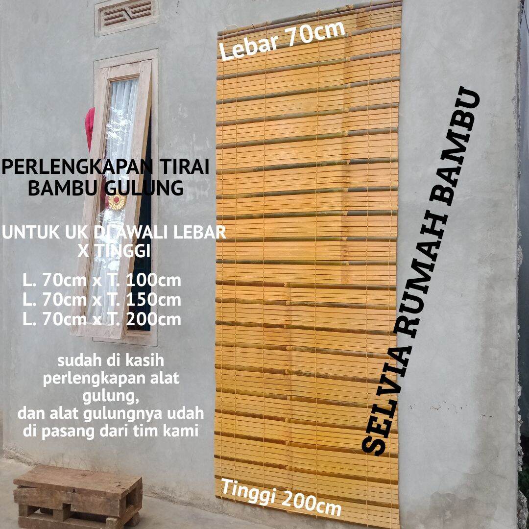 tirai bambu gulung penutup jendela , kerey pintu motip Lebar 50cm ...