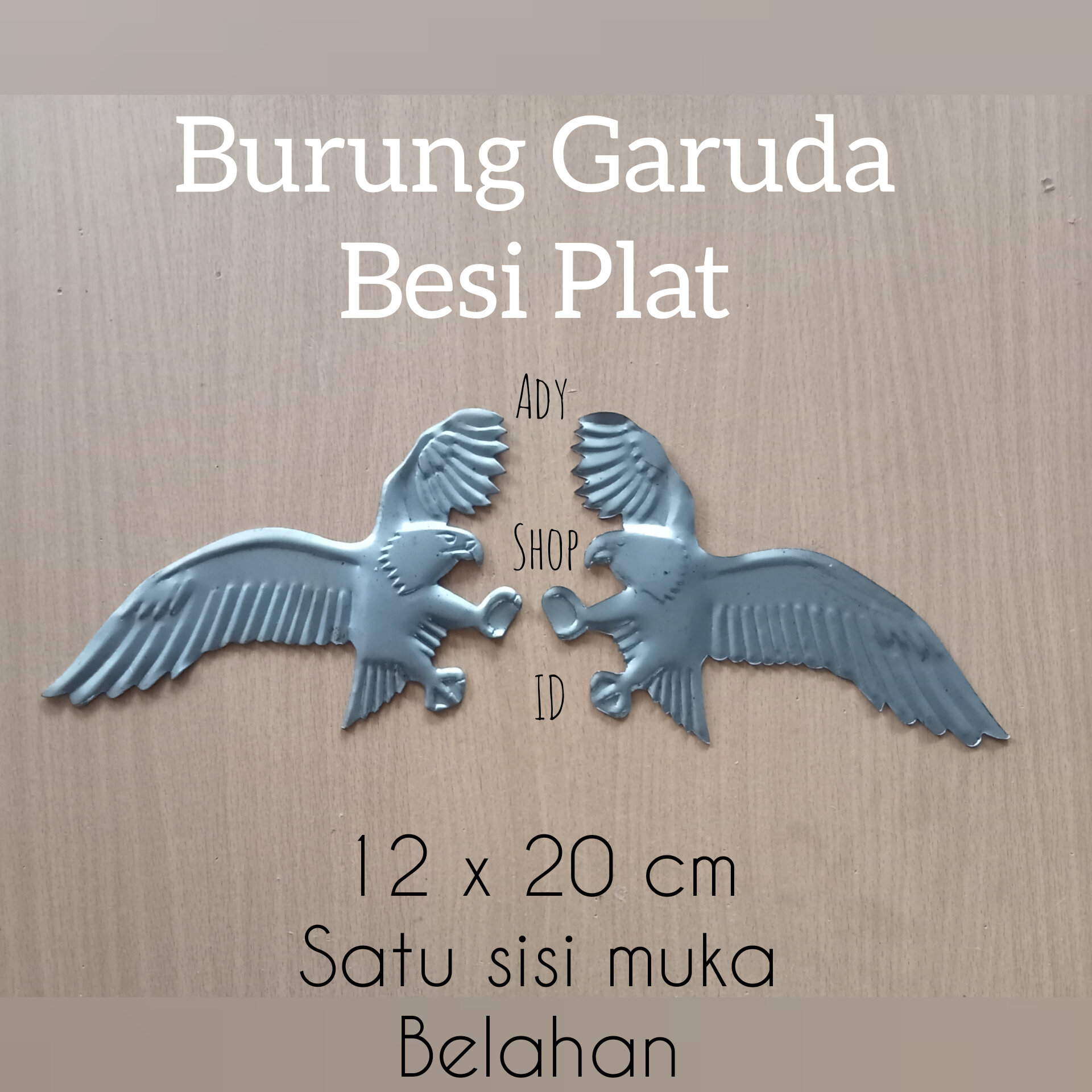 Sepasang dua pcs kanan kiri ornamen motif burung garuda besi plat ...