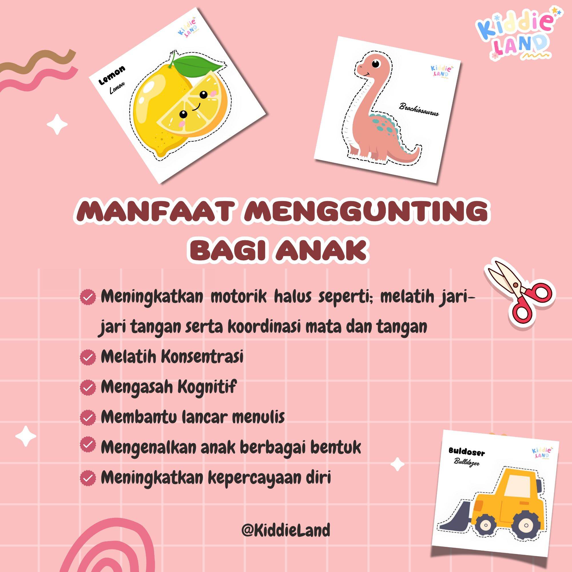 KIDDIELAND worksheet Scissor Skill lembar aktivitas mainan edukasi anak ...