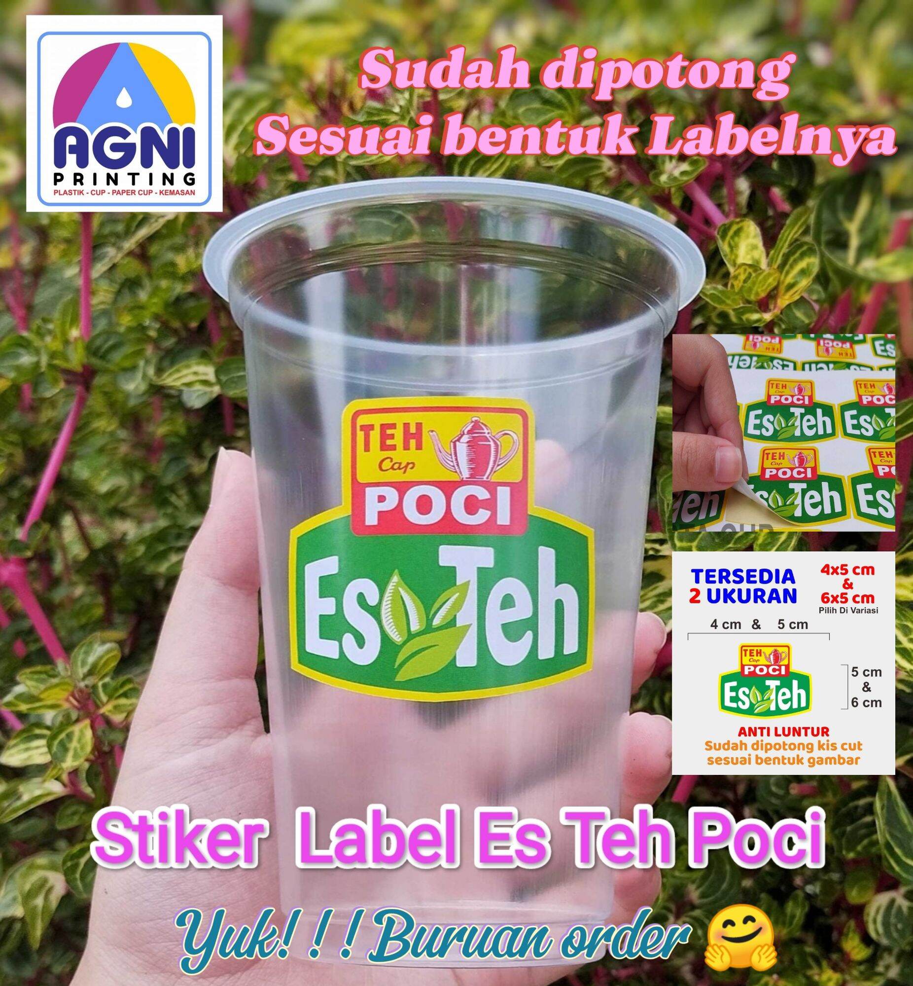 stiker label es teh poci 4x5~ 60pcs bisa COD | Lazada Indonesia