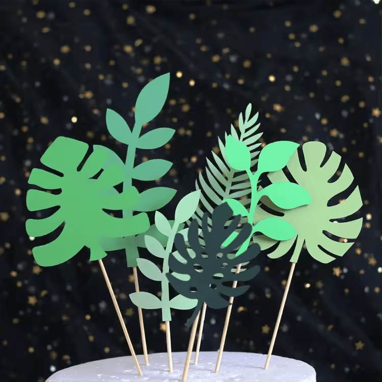 Topper Kue 7 pcs Daun Pohon Hijau Hutan Bahan Kertas / Cake Topper ...