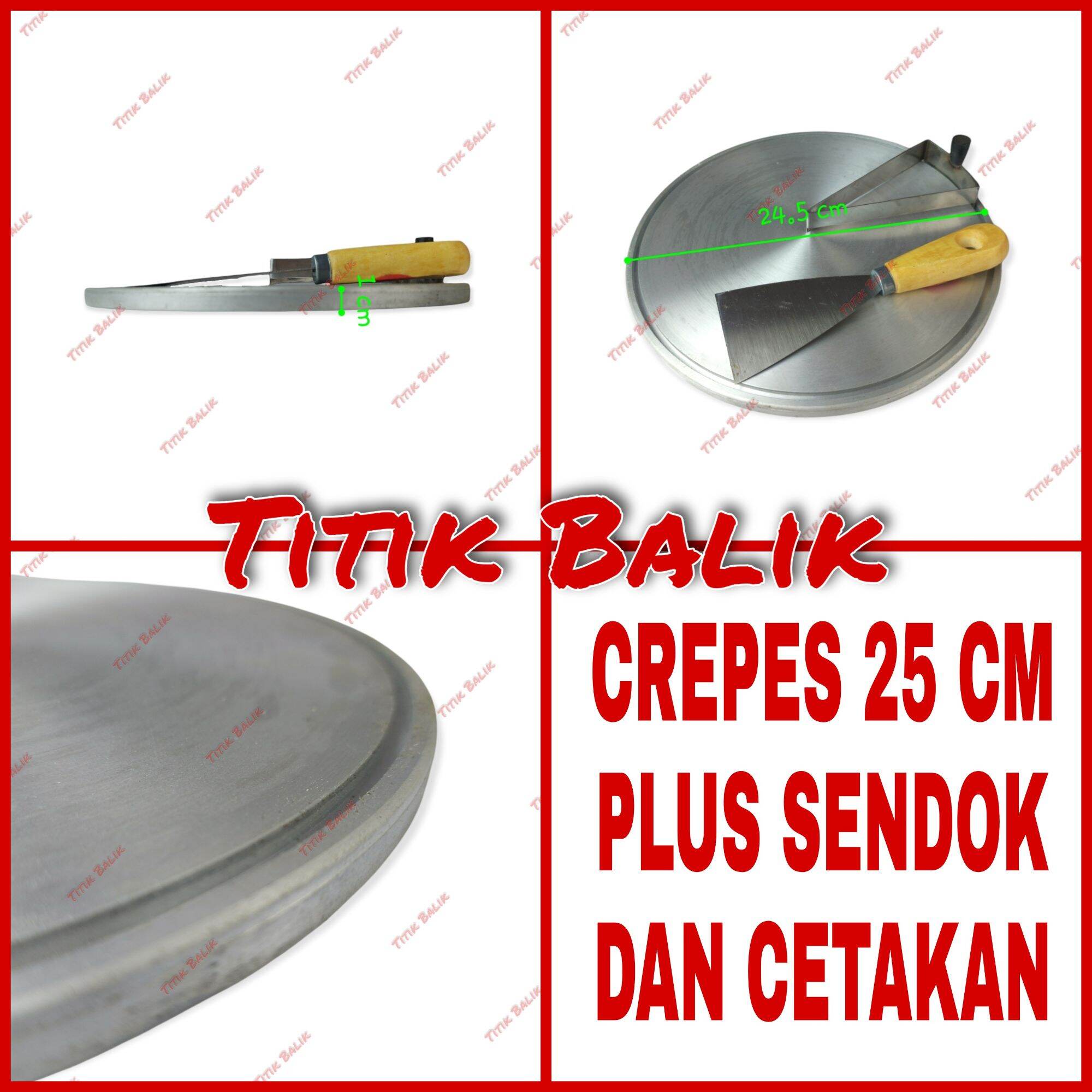 PAKET Loyang Wajan Crepes 25 cm Cor Alumunium Plus Segitiga Dan Sendok ...