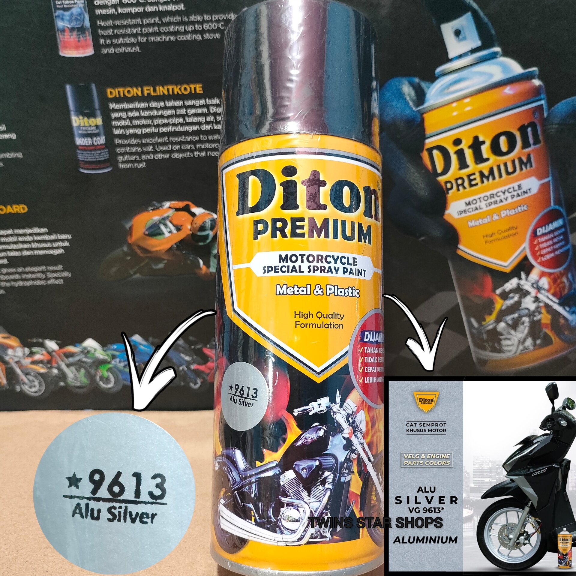Pilok Pilox Cat Semprot Diton Premium Alu Silver VG9613 9613 Perak ...