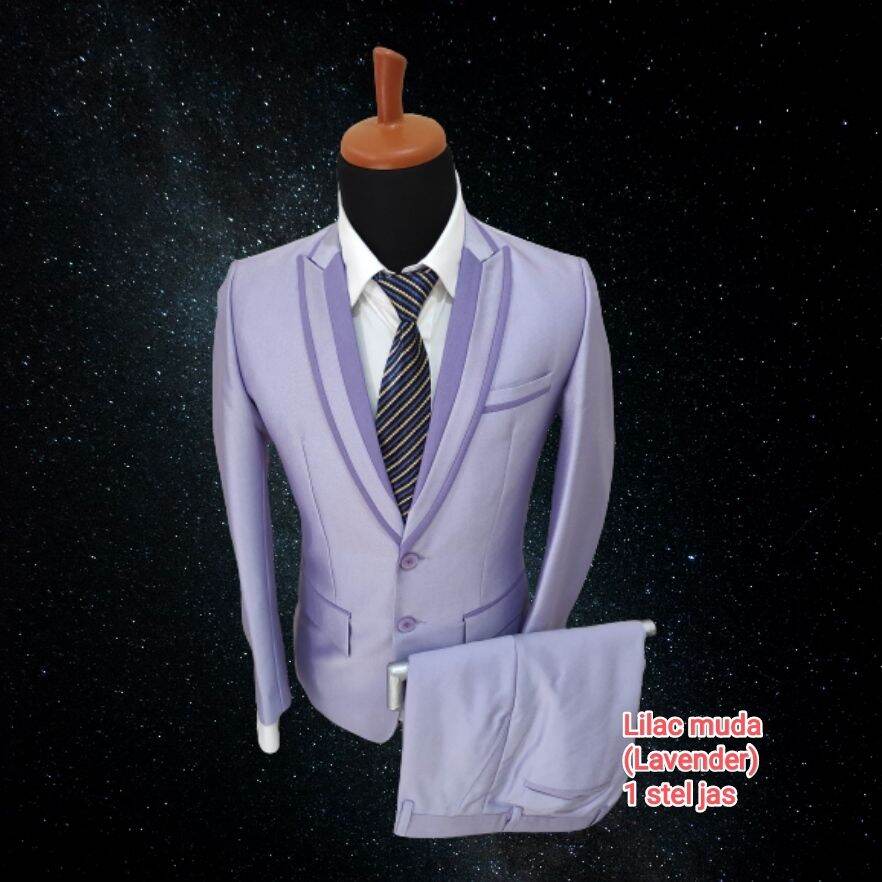 1 stel jas LILAC MUDA Lavender semi woll kilap jas wedding jas nikah ...