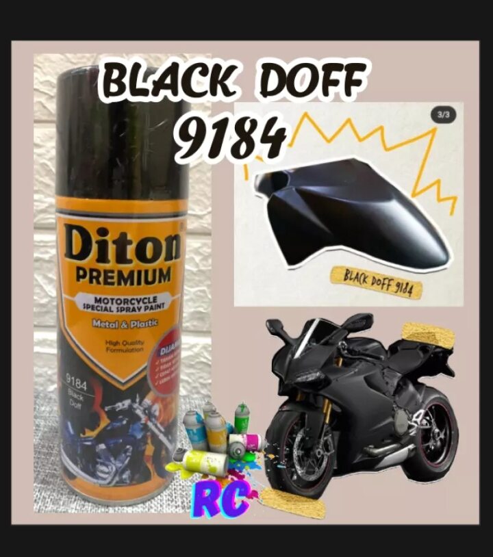 Pilok Cat semprot diton premium black doff 9184 hitam Dop Matte Flat ...